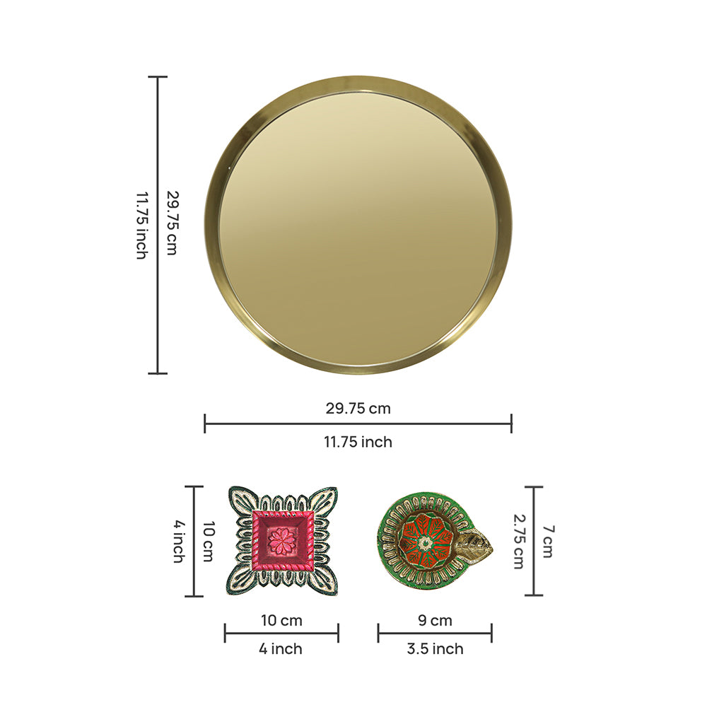 Multi-Color Diya Set with Thali for Decor and Pooja – Metalsmith