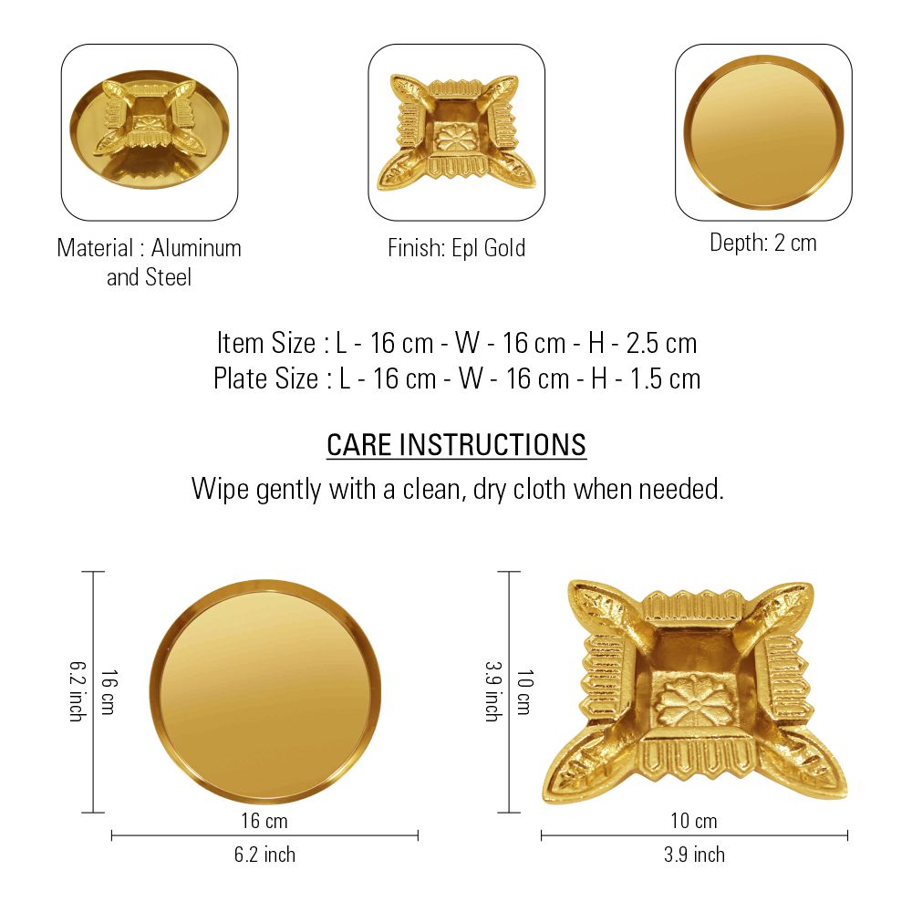 Gold Diya Set with Thali for Decor and Pooja – Metalsmith