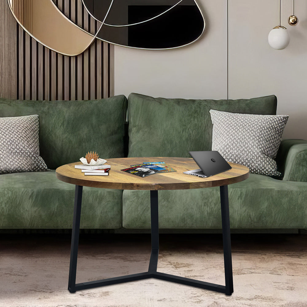 Metal Center Table With Wooden Top For Home Decor And Office – Metalsmith